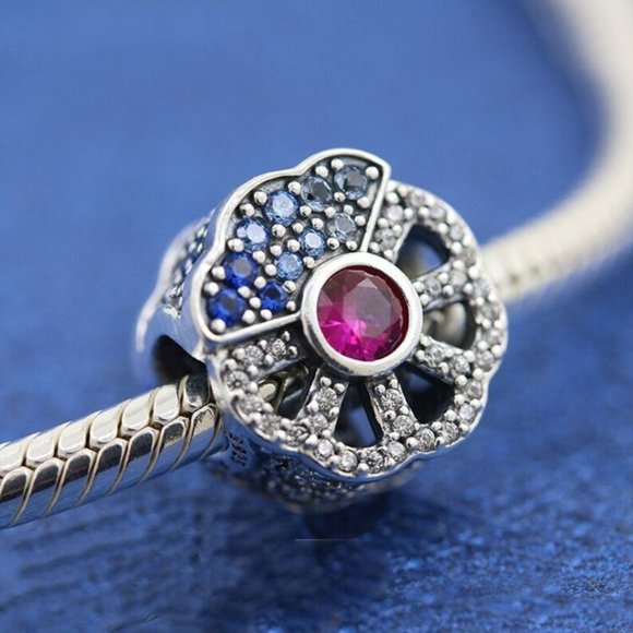 Pandora | Jewelry | Pandora Blue Pink Fan Charm | Poshmark